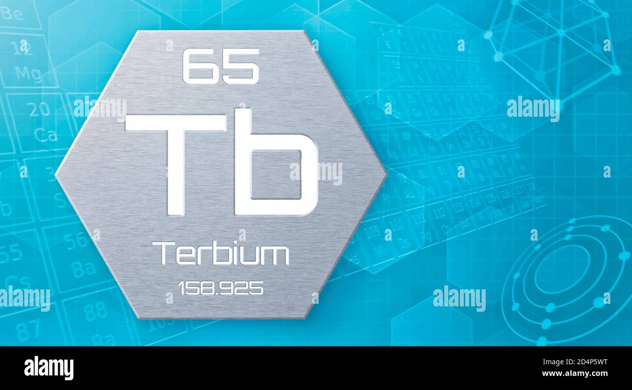 Chemical element of the periodic table - Terbium Stock Photo - Alamy