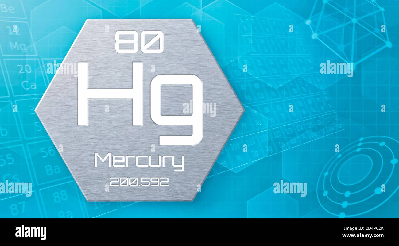 Chemical element of the periodic table - Mercury Stock Photo - Alamy