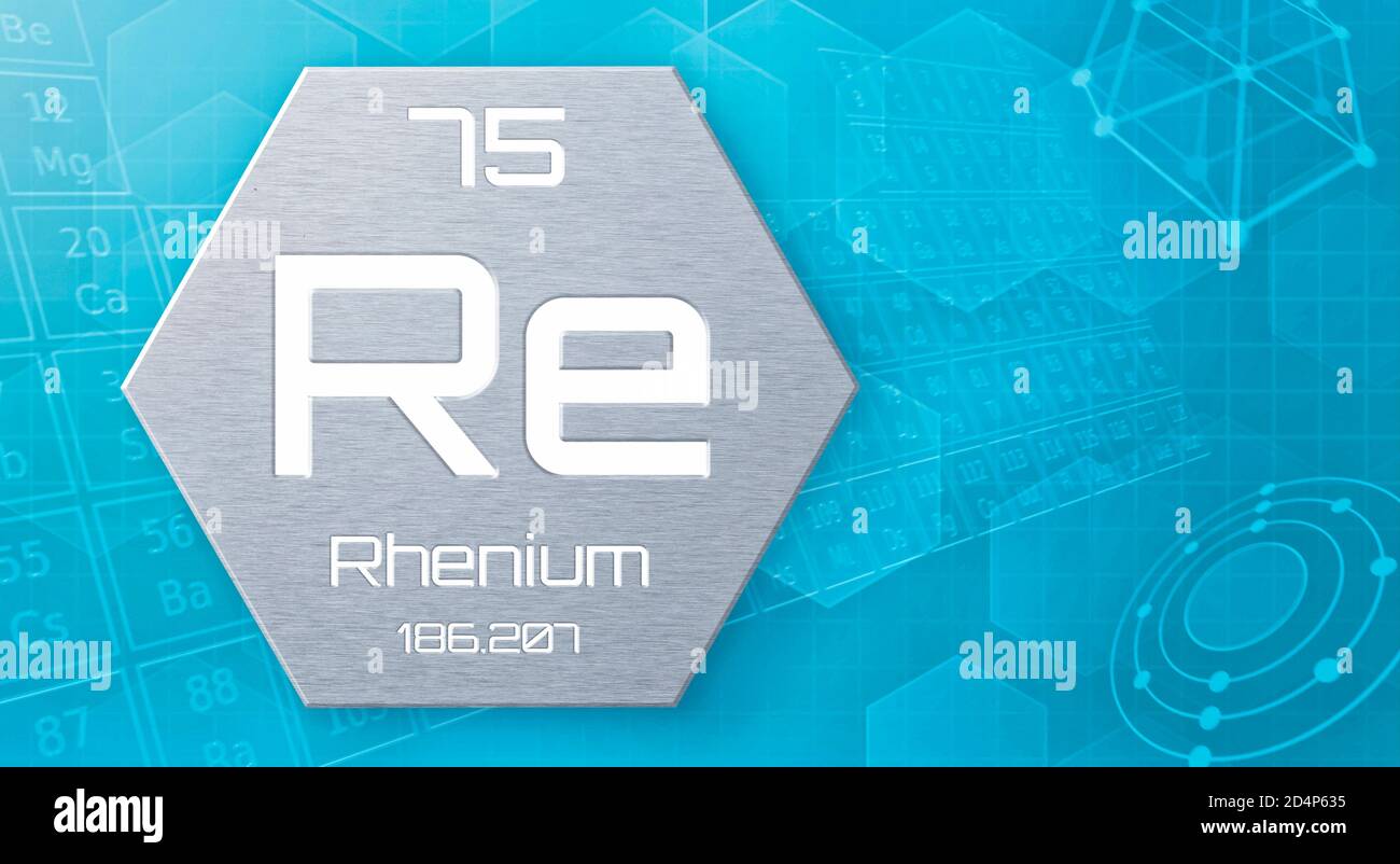 Chemical element of the periodic table - Rhenium Stock Photo - Alamy
