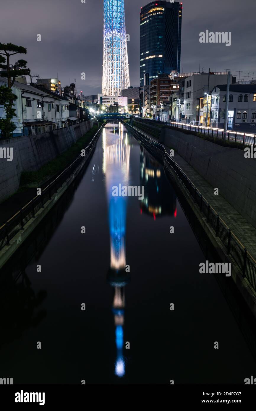 Reflection of Tokyo Skytree Tower in the river Stock Photo - Alamy