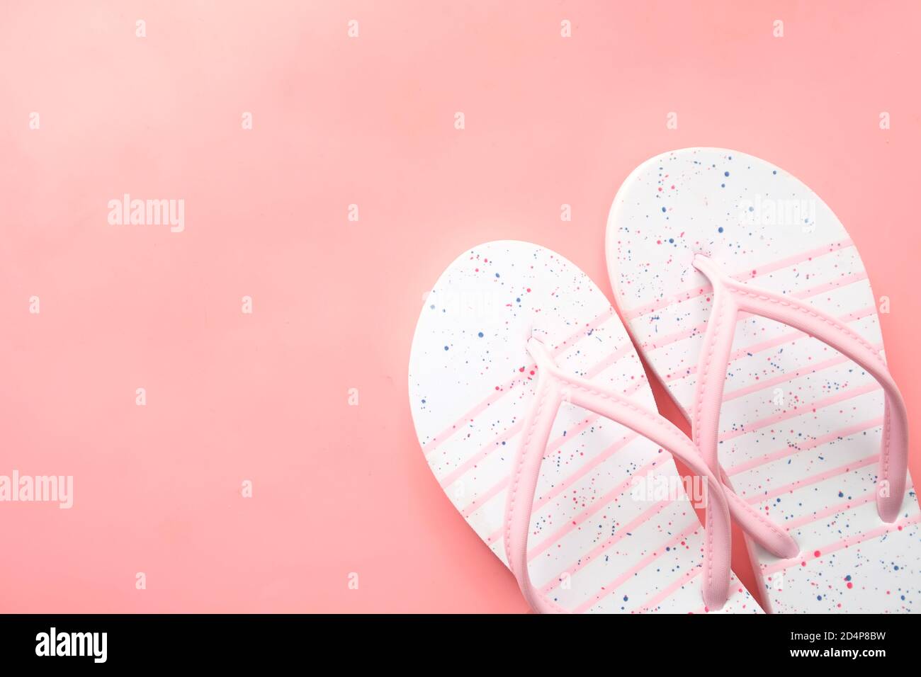 colorful sandals on pink background top down Stock Photo - Alamy