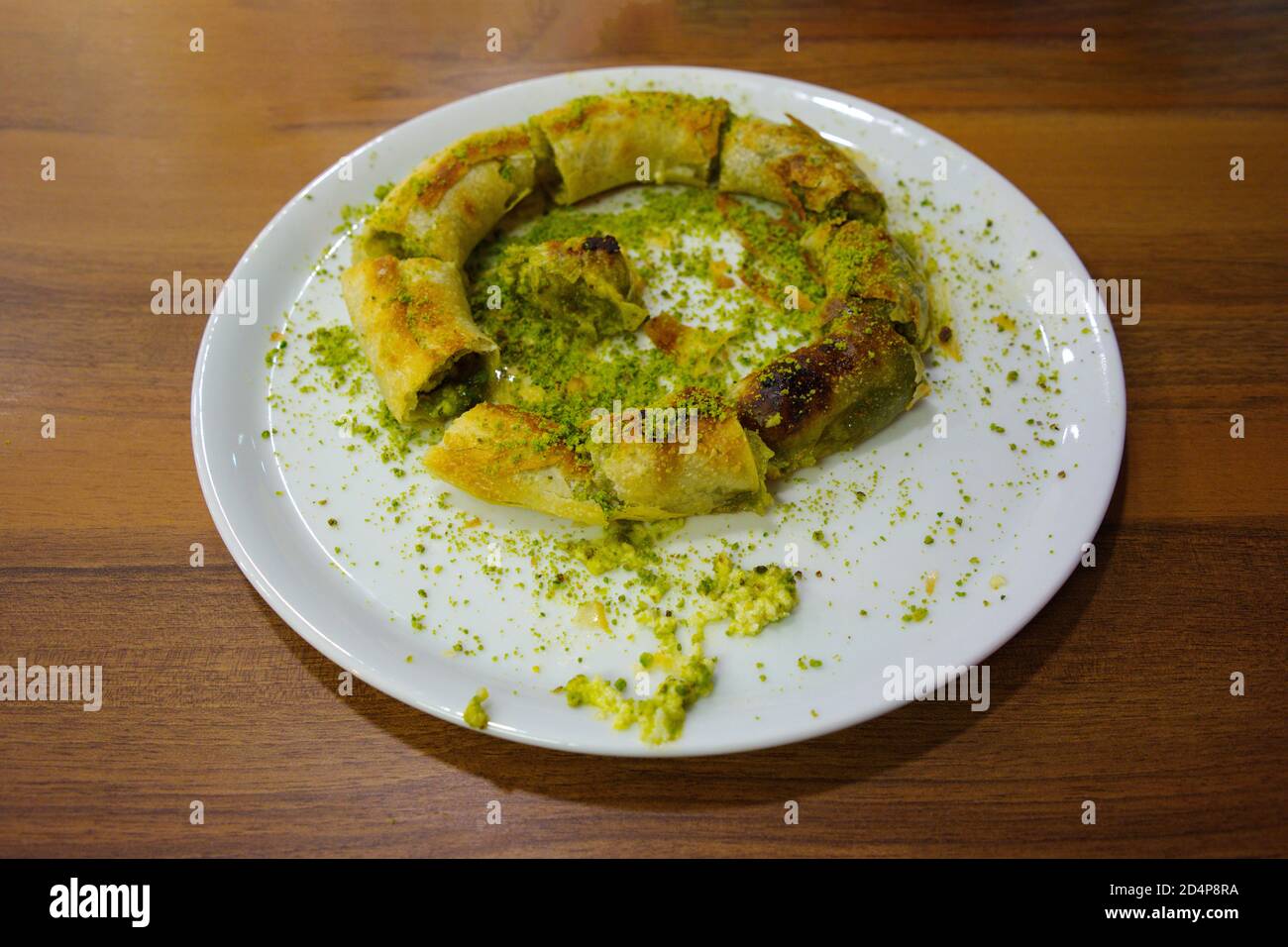 Famous Gaziantep / Turkey Katmer Dessert. Pistachio Powder, Served with ...