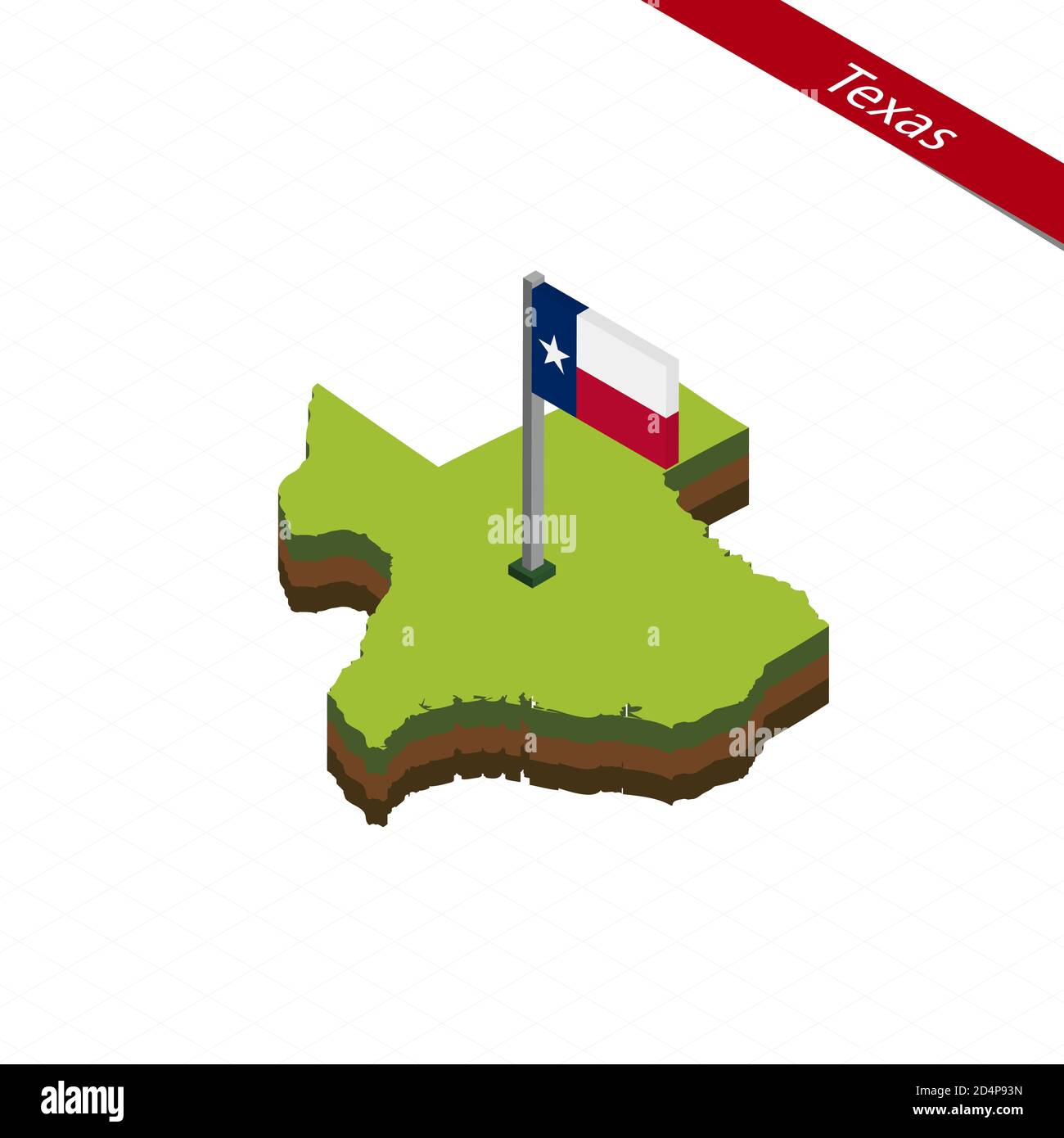 Isometric map and flag of Texas. 3D isometric shape of Texas State ...