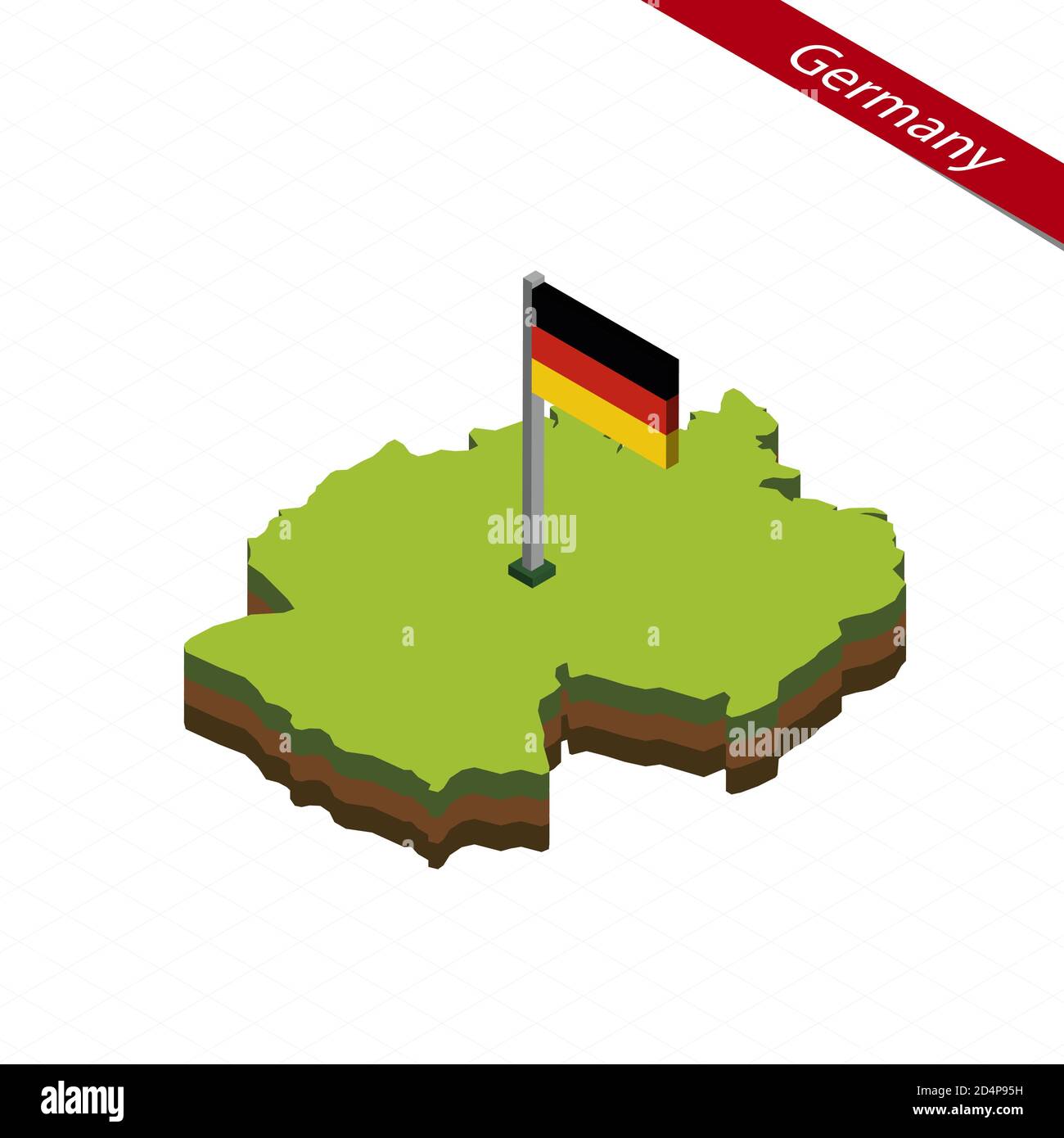 Isometric map and flag of Germany. 3D isometric shape of Germany ...