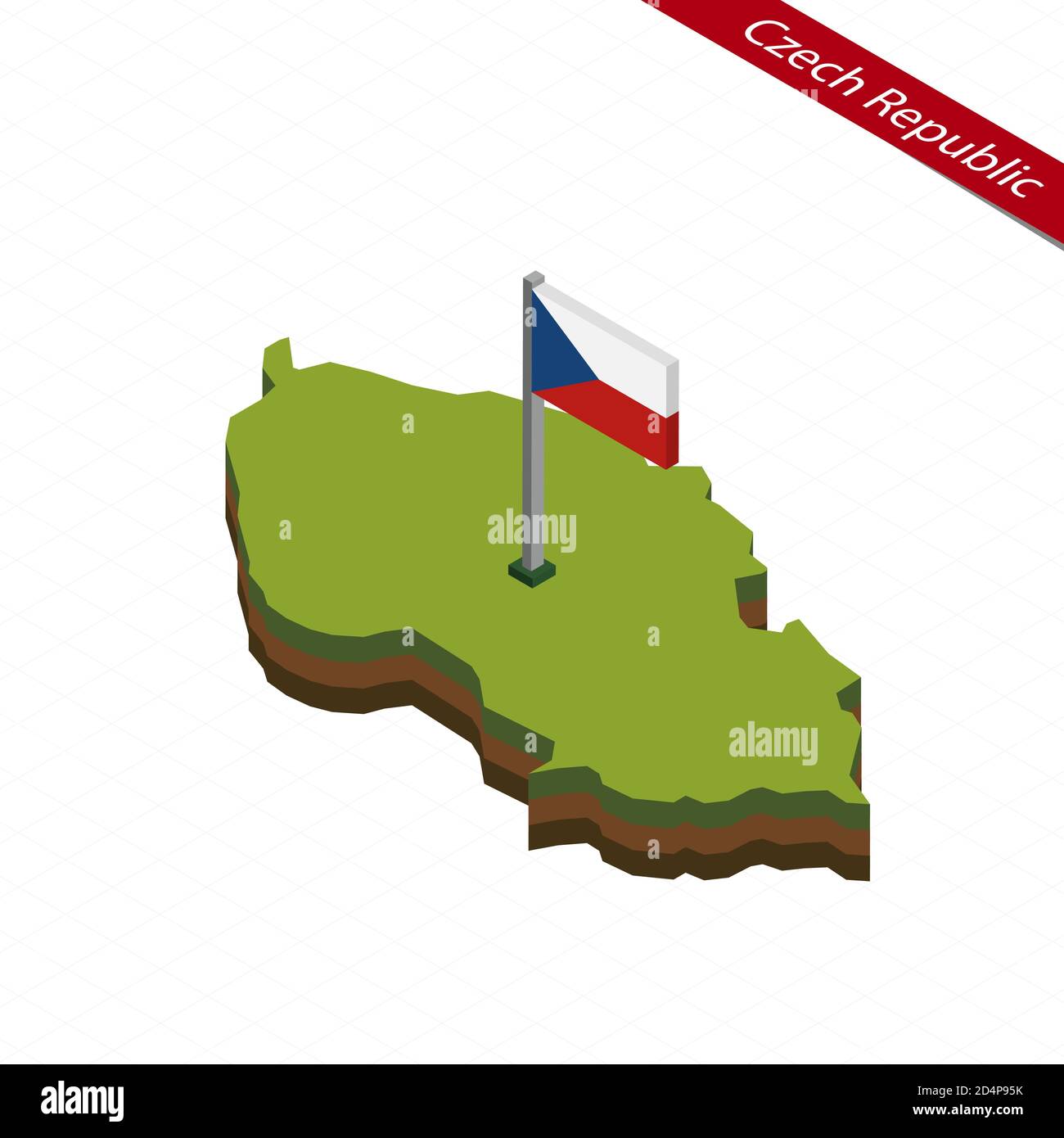 Isometric map and flag of Czech Republic. 3D isometric shape of Czech ...