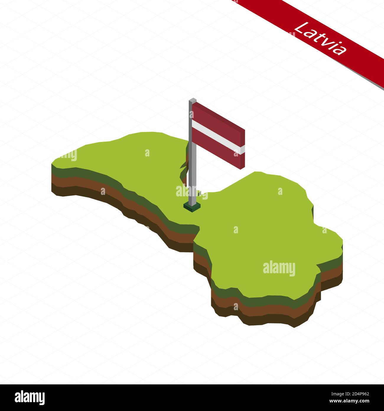 Isometric map and flag of Latvia. 3D isometric shape of Latvia. Vector ...