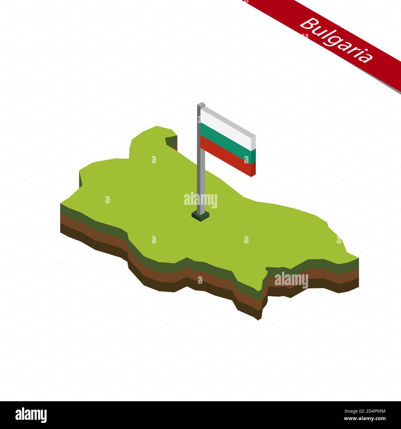Isometric map and flag of Bulgaria. 3D isometric shape of Bulgaria ...