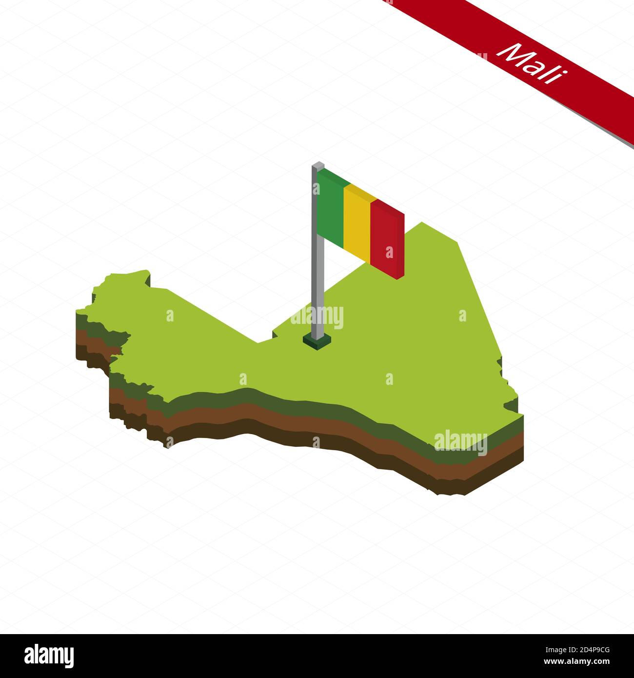 Isometric map and flag of Mali. 3D isometric shape of Mali. Vector Illustration Stock Vector ...