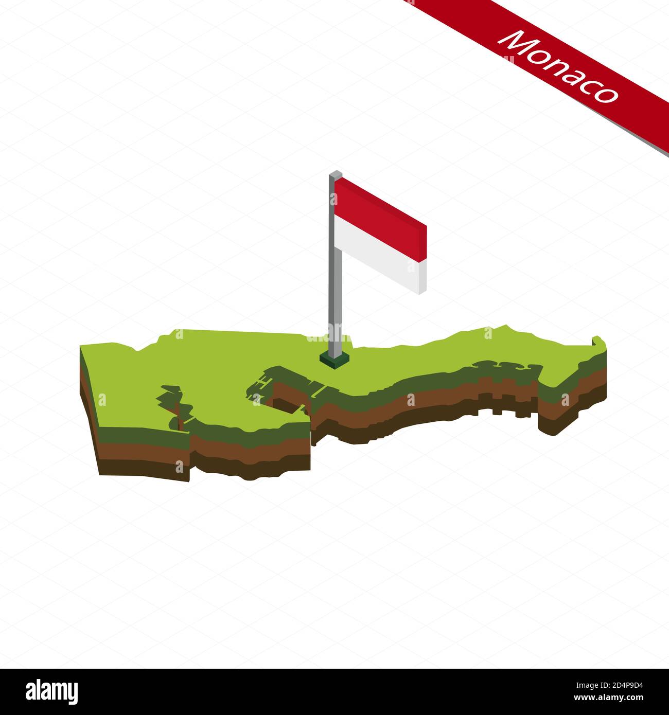 Isometric map and flag of Monaco. 3D isometric shape of Monaco. Vector ...