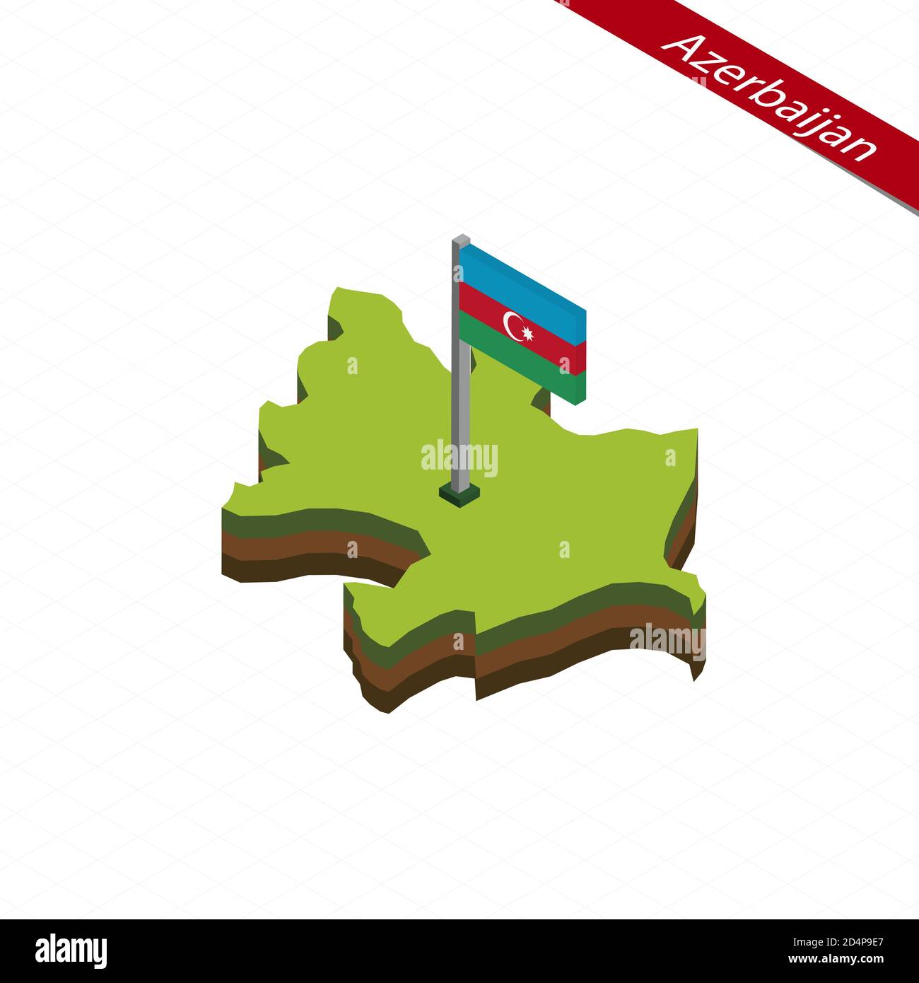 Isometric map and flag of Azerbaijan. 3D isometric shape of Azerbaijan ...