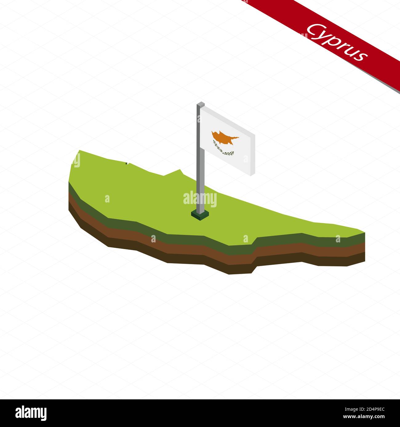 Isometric map and flag of Cyprus. 3D isometric shape of Cyprus. Vector ...