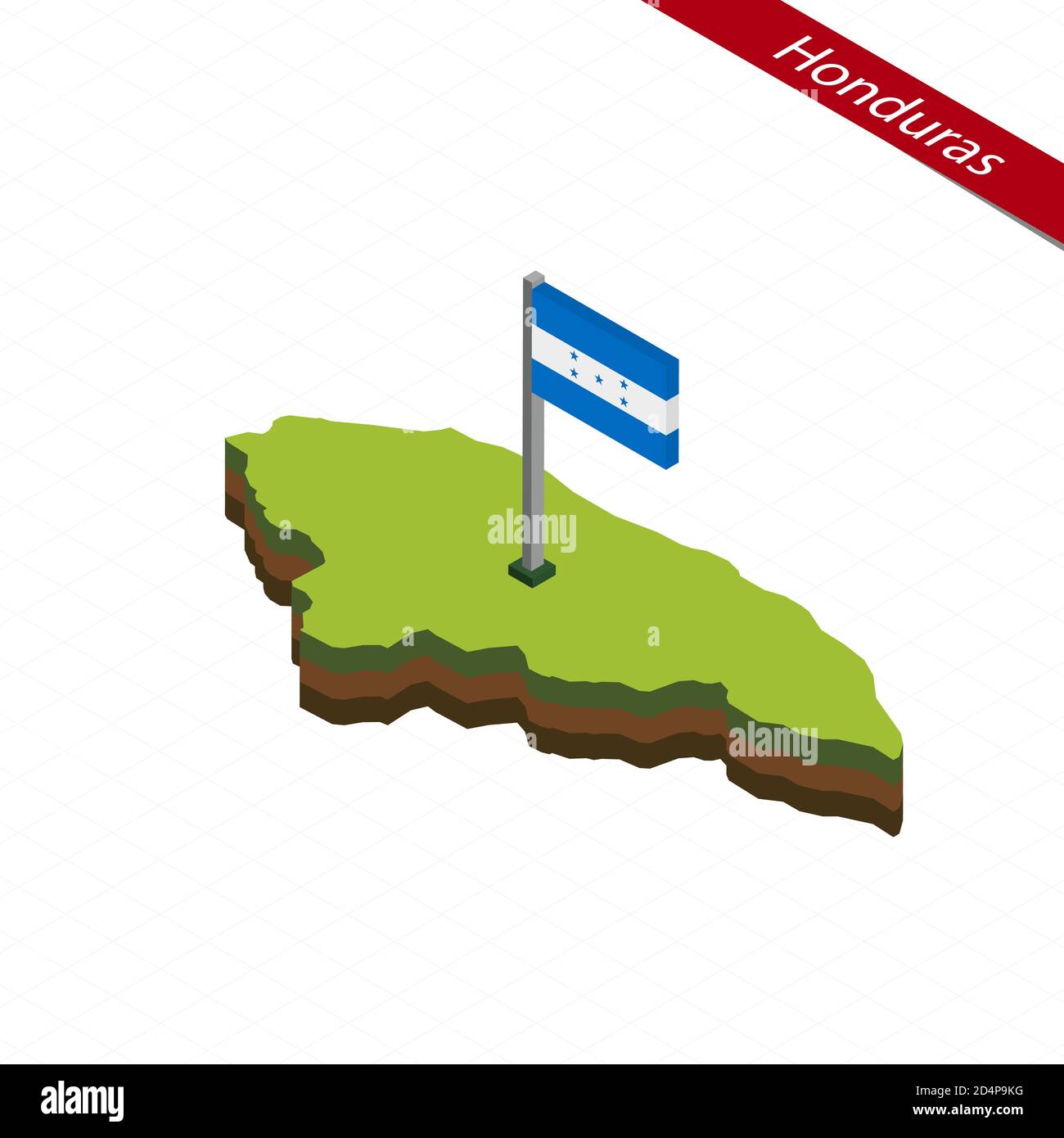 Isometric map and flag of Honduras. 3D isometric shape of Honduras ...