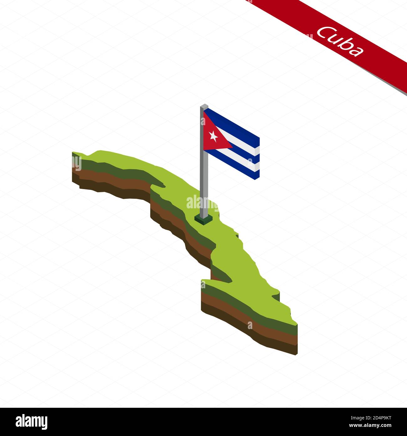 Isometric map and flag of Cuba. 3D isometric shape of Cuba. Vector Illustration Stock Vector ...