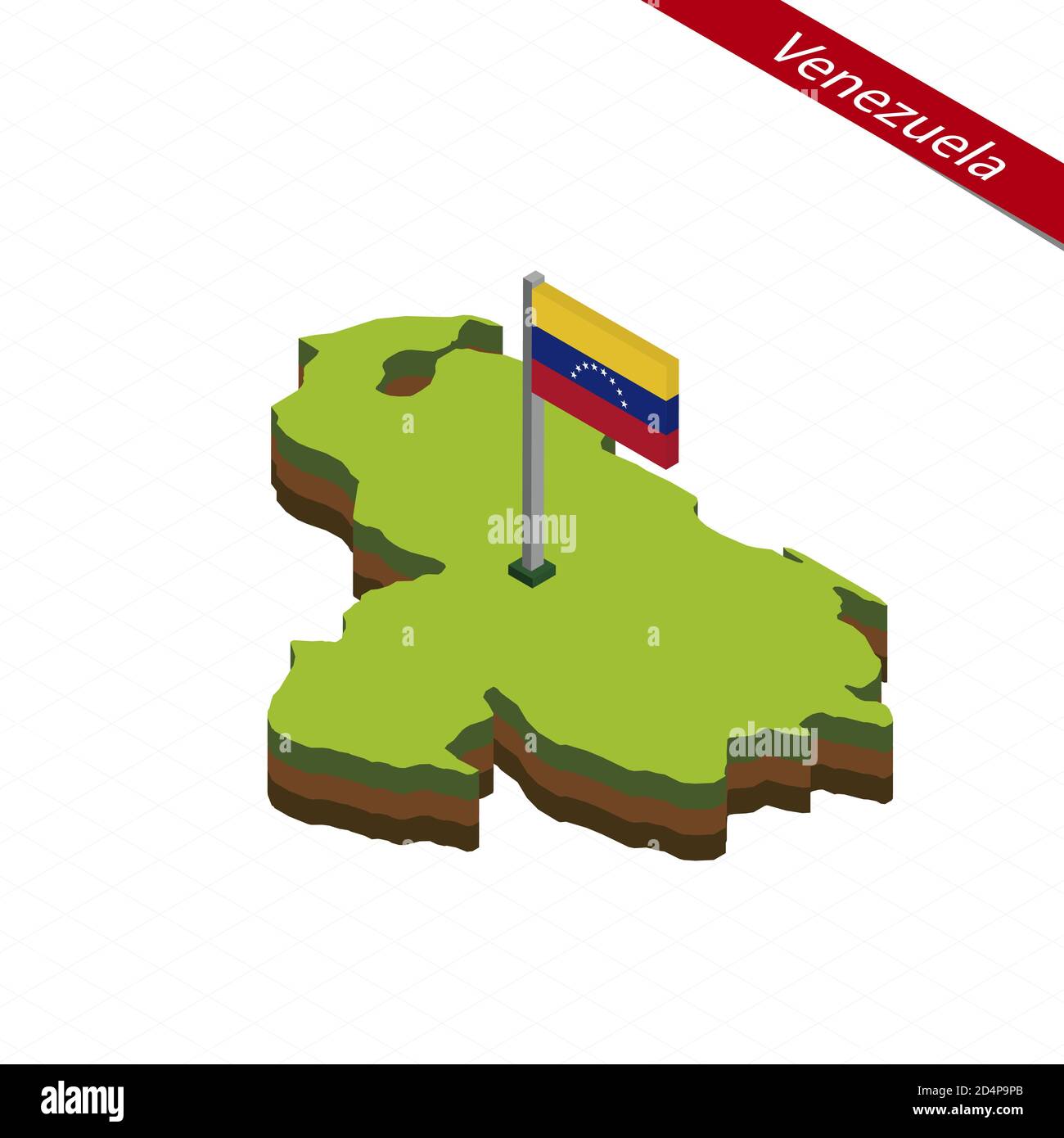 Isometric map and flag of Venezuela. 3D isometric shape of Venezuela ...
