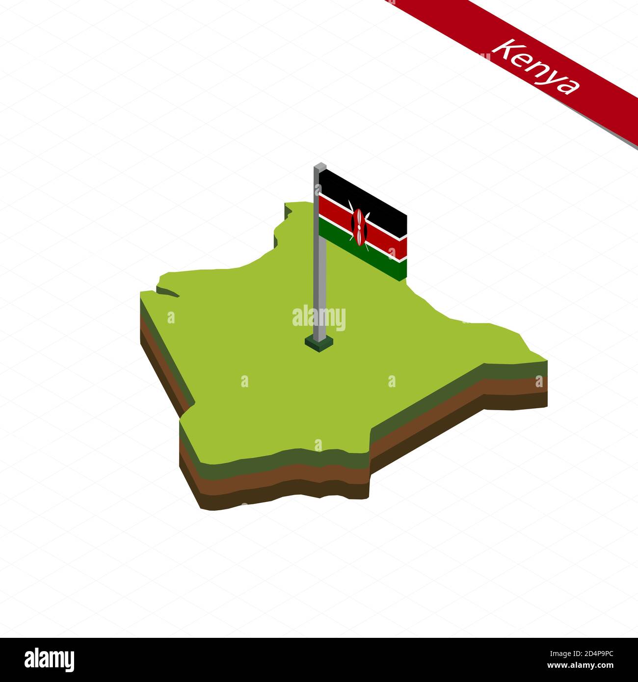 Isometric Map And Flag Of Kenya 3d Isometric Shape Of Kenya Vector