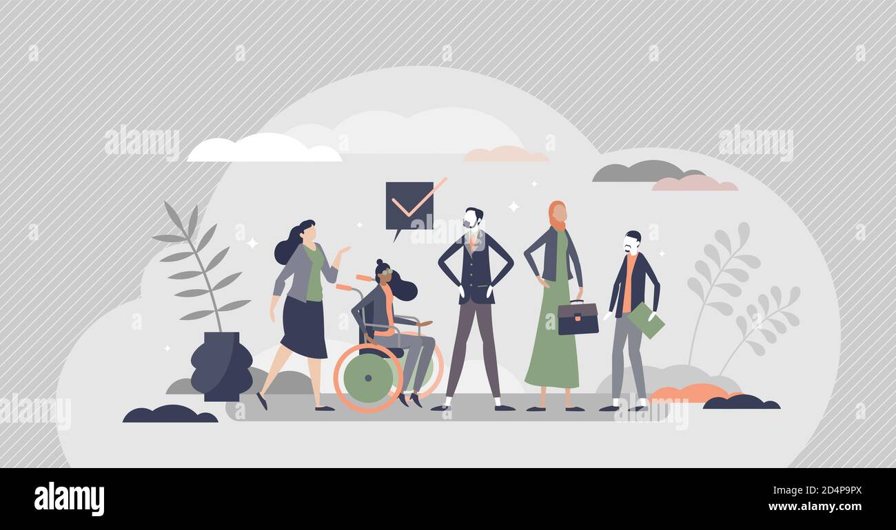 HR Diversity as various recruitment candidates queue tiny persons ...