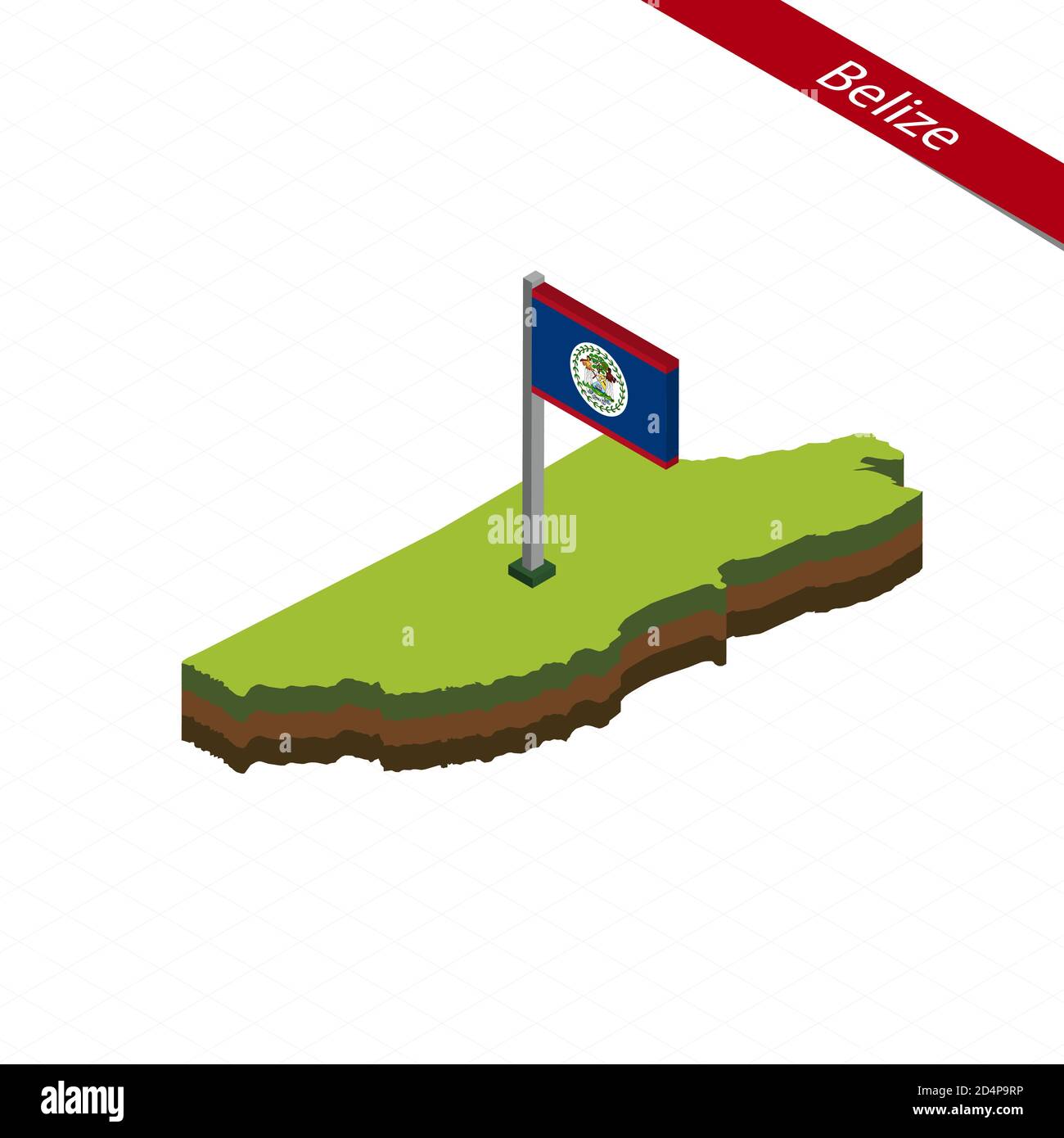 Isometric map and flag of Belize. 3D isometric shape of Belize. Vector ...