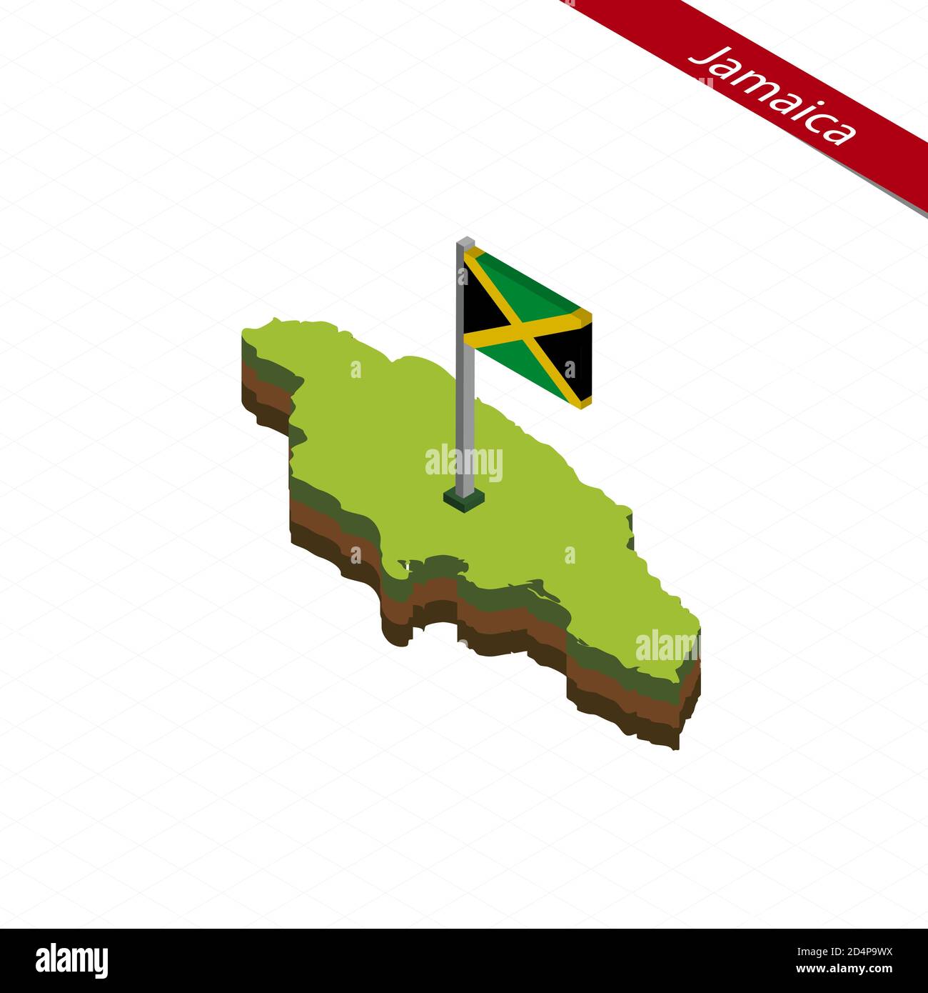 Isometric map and flag of Jamaica. 3D isometric shape of Jamaica ...