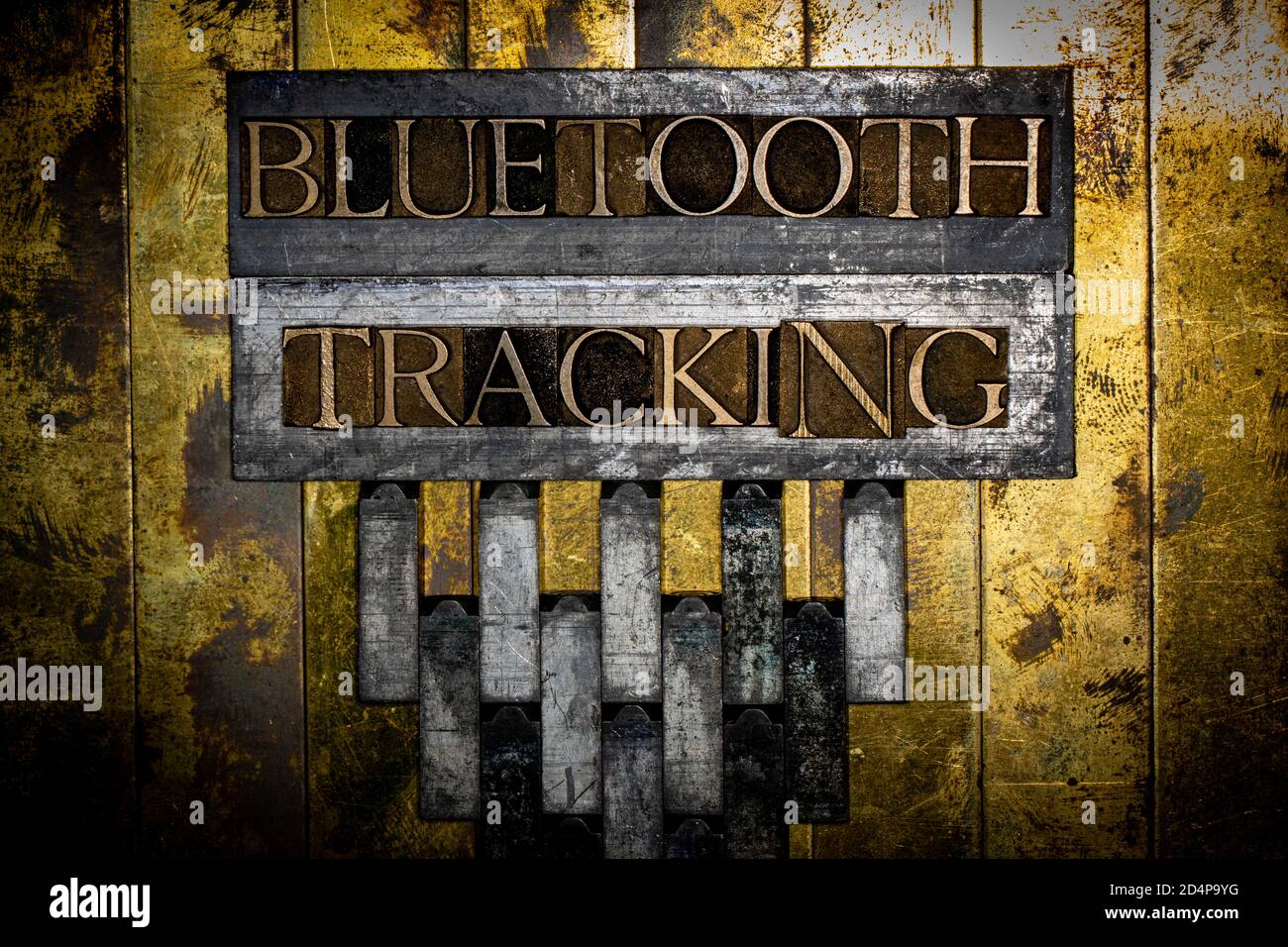 Bluetooth Tracking text message on textured grunge copper and vintage ...