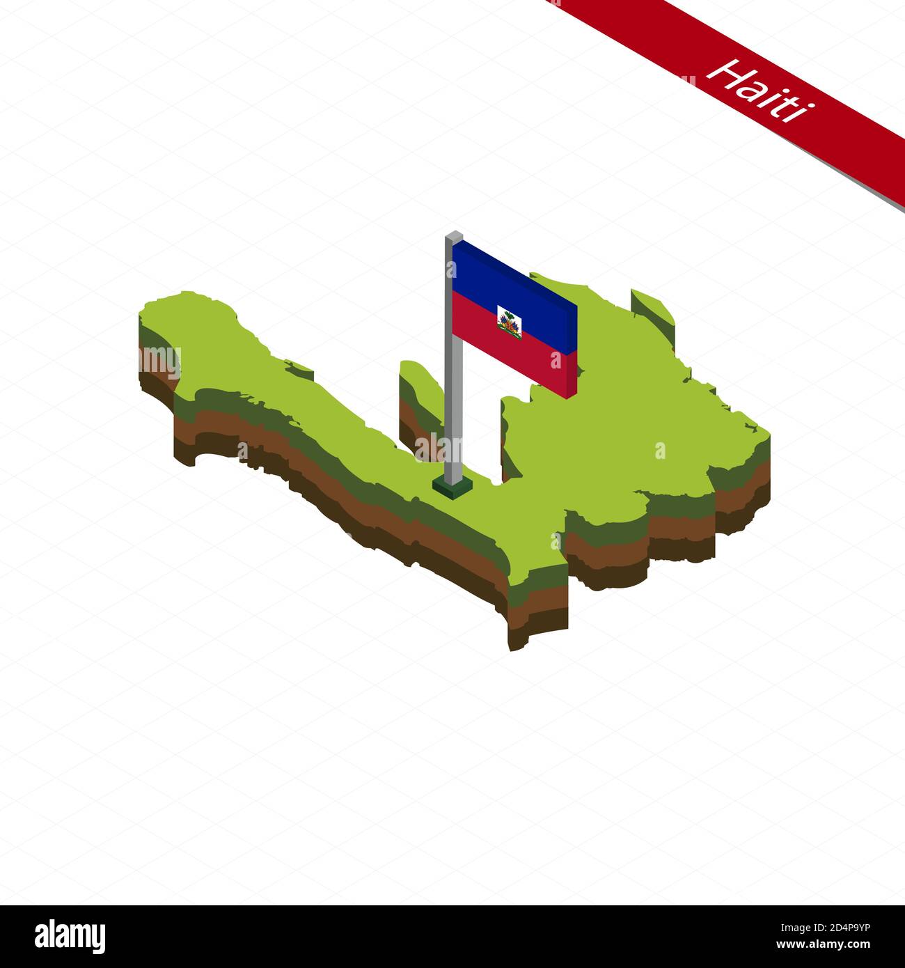 Isometric map and flag of Haiti. 3D isometric shape of Haiti. Vector ...
