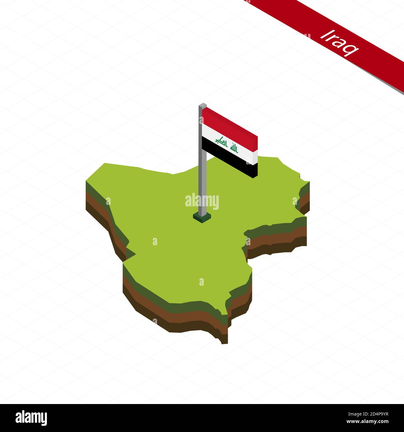 Isometric map and flag of Iraq. 3D isometric shape of Iraq. Vector ...