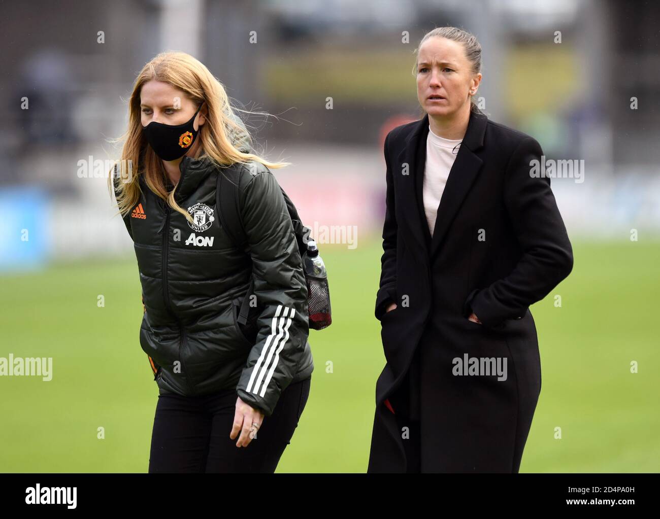 Manchester United manager Casey Stoney (right) following the FA Women's ...