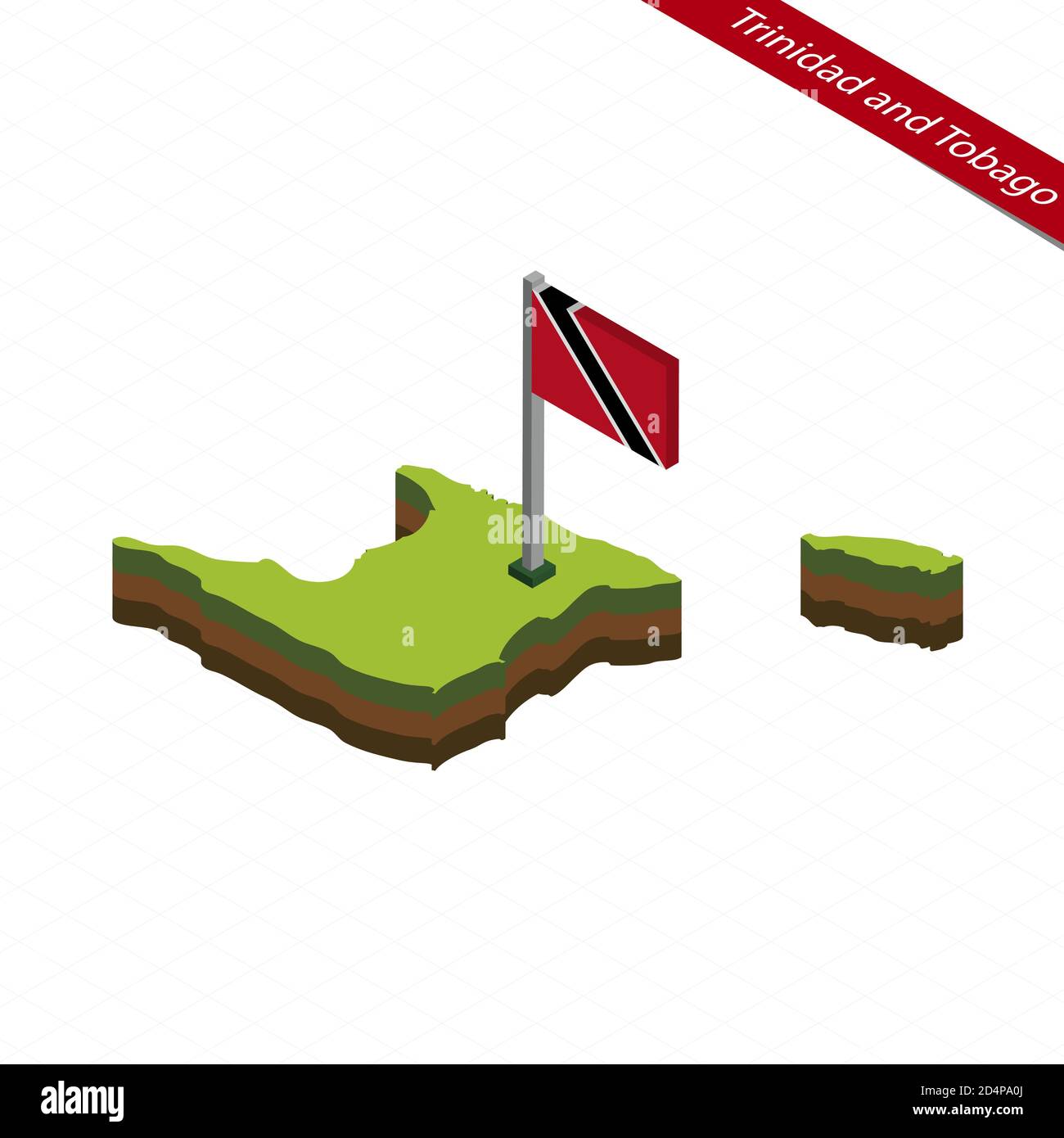 Isometric map and flag of Trinidad and Tobago. 3D isometric shape of ...