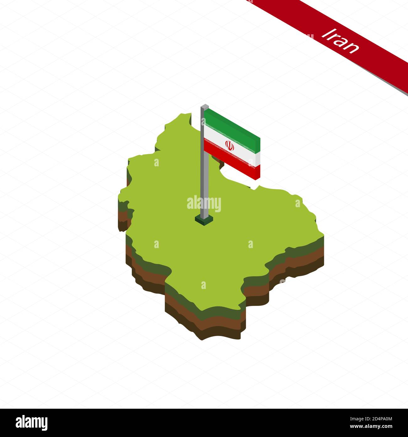 Isometric map and flag of Iran. 3D isometric shape of Iran. Vector Illustration Stock Vector ...