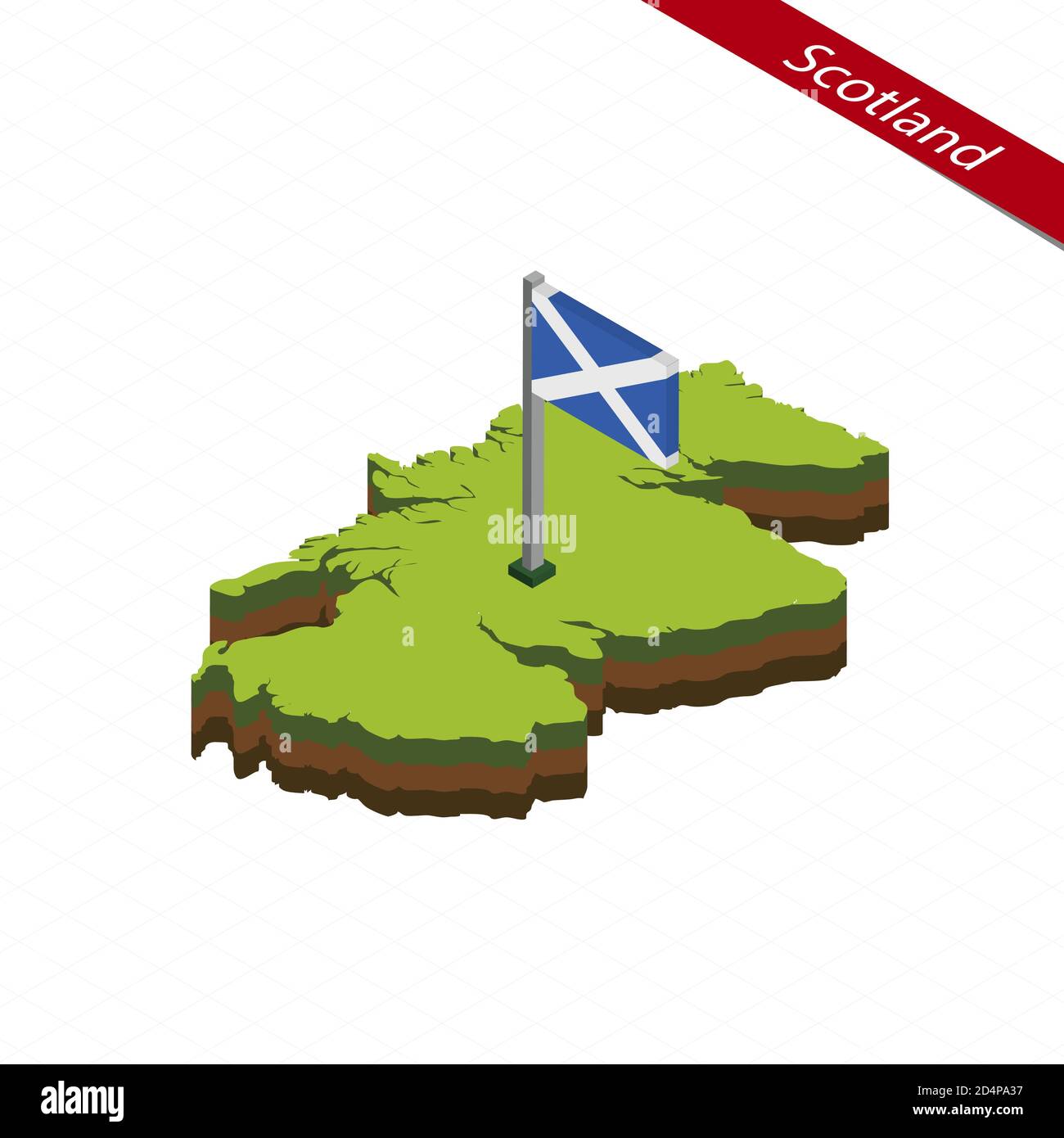 Isometric map and flag of Scotland. 3D isometric shape of Scotland ...