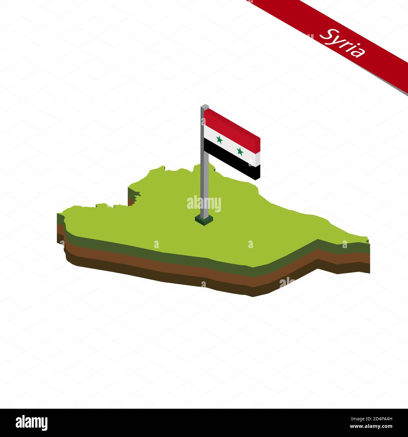 Isometric map and flag of Syria. 3D isometric shape of Syria. Vector Illustration Stock Vector ...