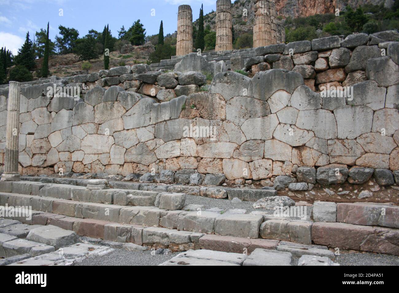 The Stoa of the Athenians in the archaeological site of Delphi Stock ...