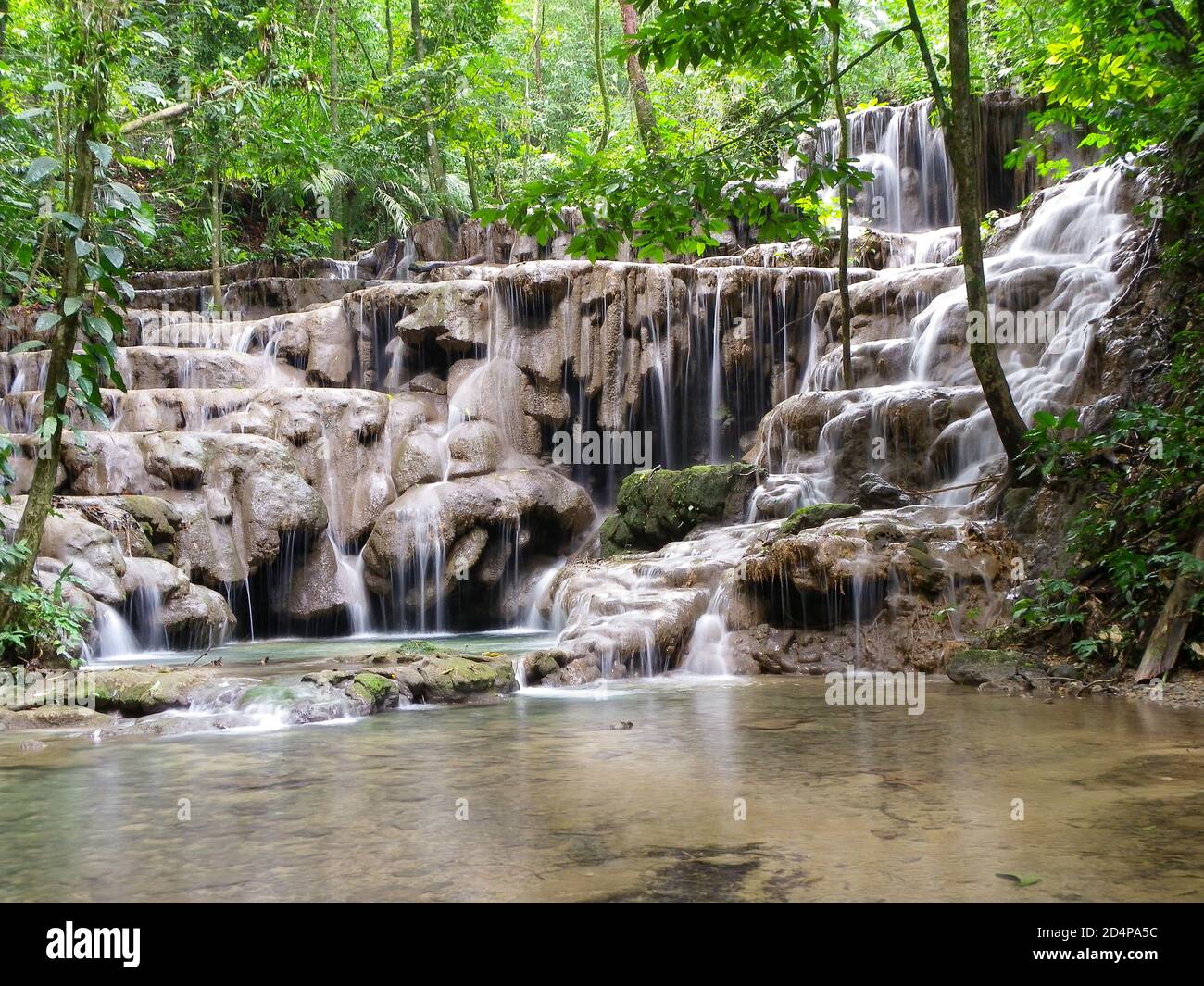 Small Waterfall Decorated with Stone Steps Stock Photo - Alamy