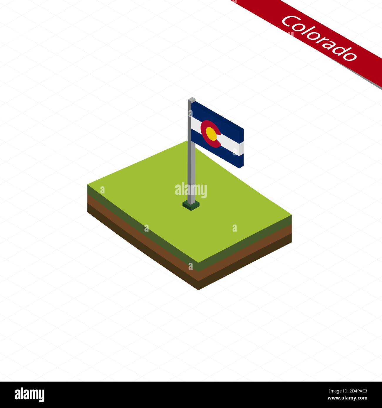 Isometric map and flag of Colorado. 3D isometric shape of Colorado ...