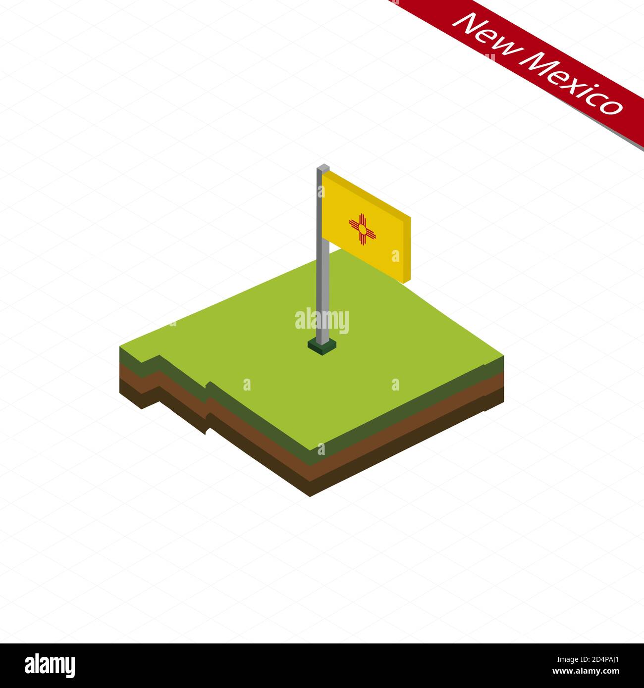 Isometric map and flag of New Mexico. 3D isometric shape of New Mexico ...