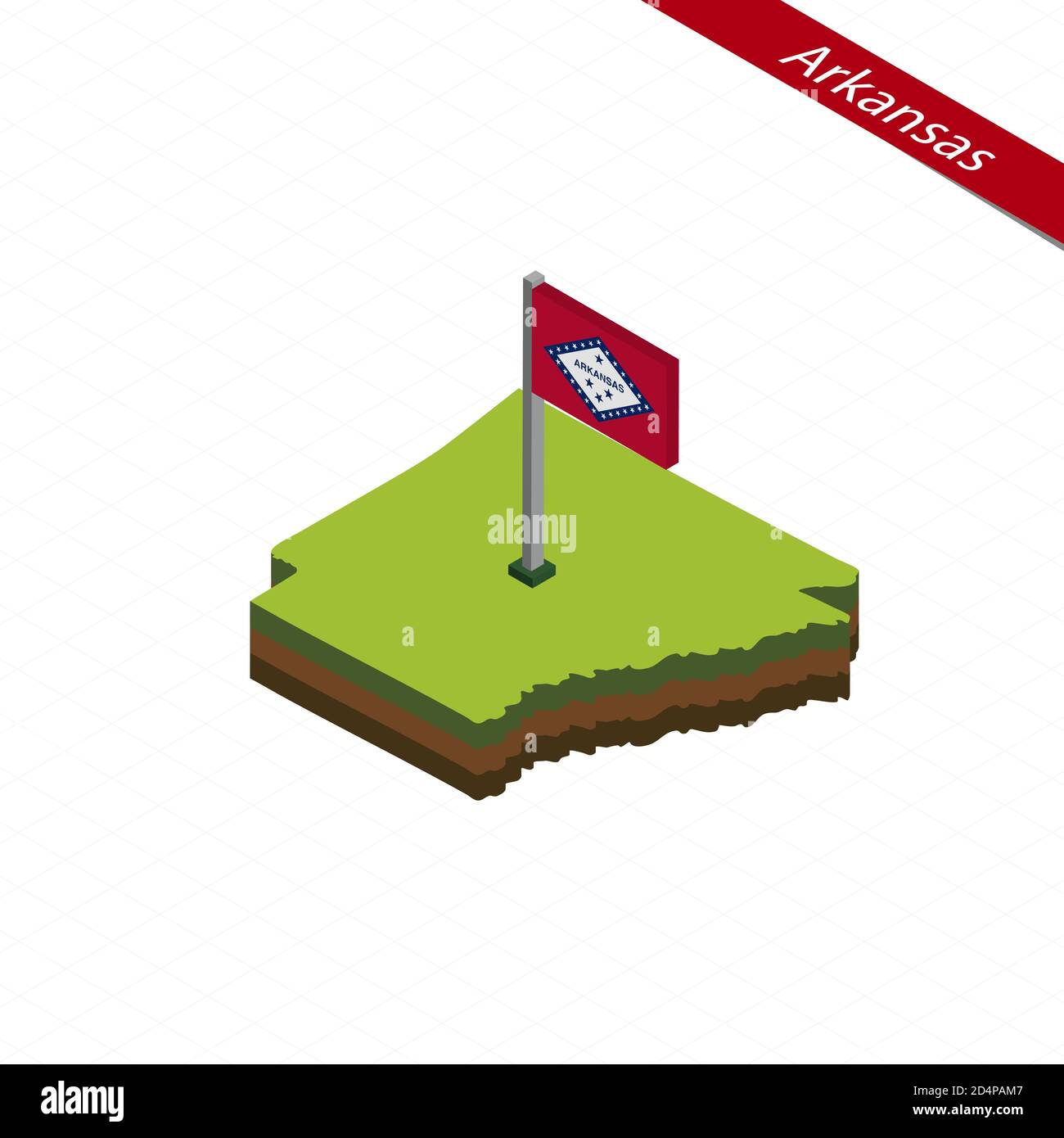 Isometric map and flag of Arkansas. 3D isometric shape of Arkansas ...