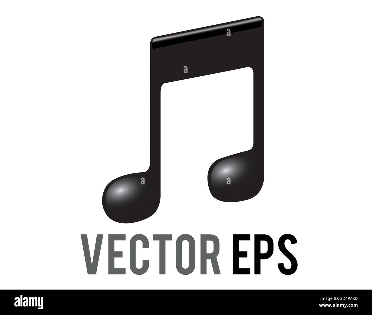 The isolated vector black music note icon, beamed pair of eighth ...