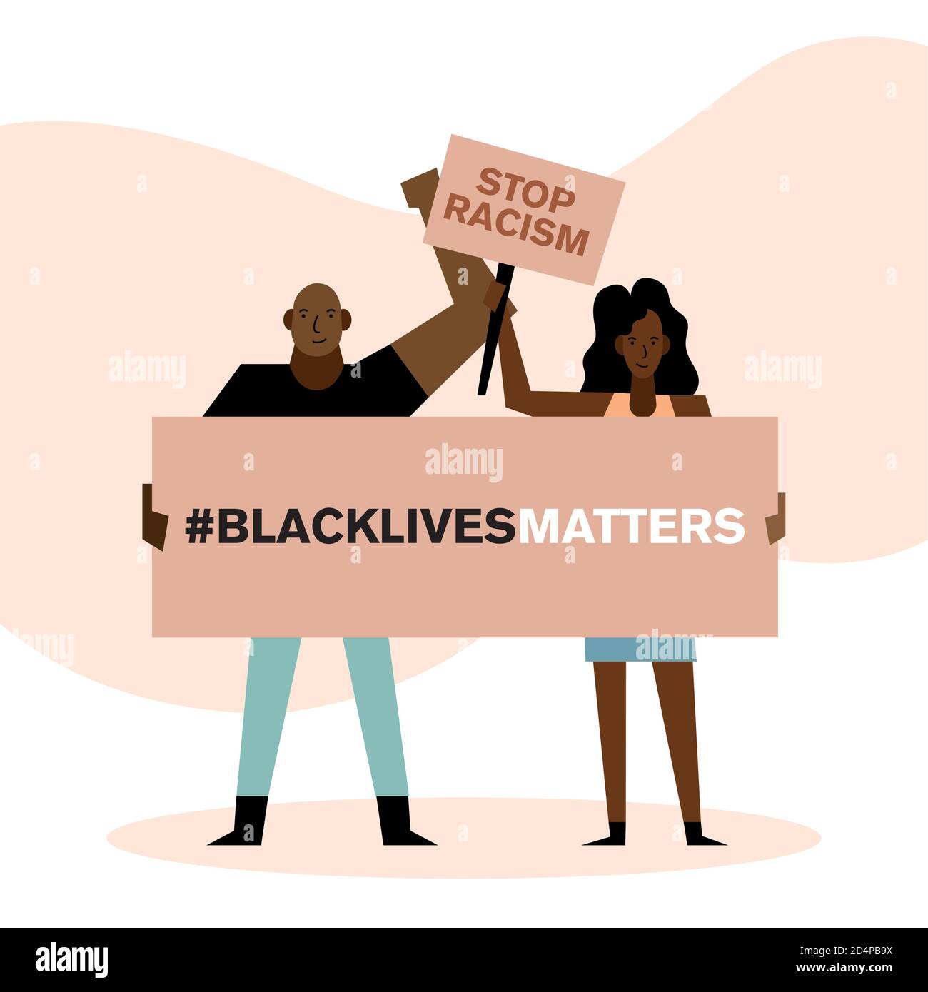 Black lives matter stop racism banners woman and man design of Protest ...