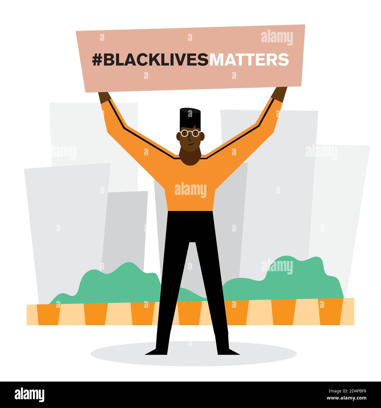 Black lives matter banner and man design of Protest justice and racism ...