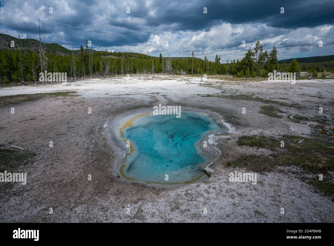 hydrothermal areas of biscuit basin in yellowstone national park in ...