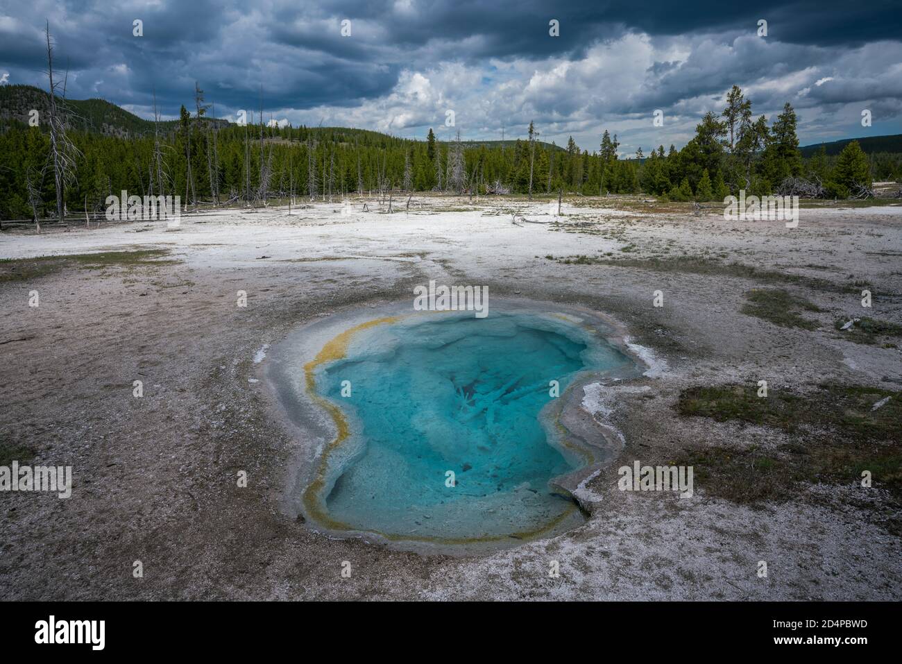 hydrothermal areas of biscuit basin in yellowstone national park in ...