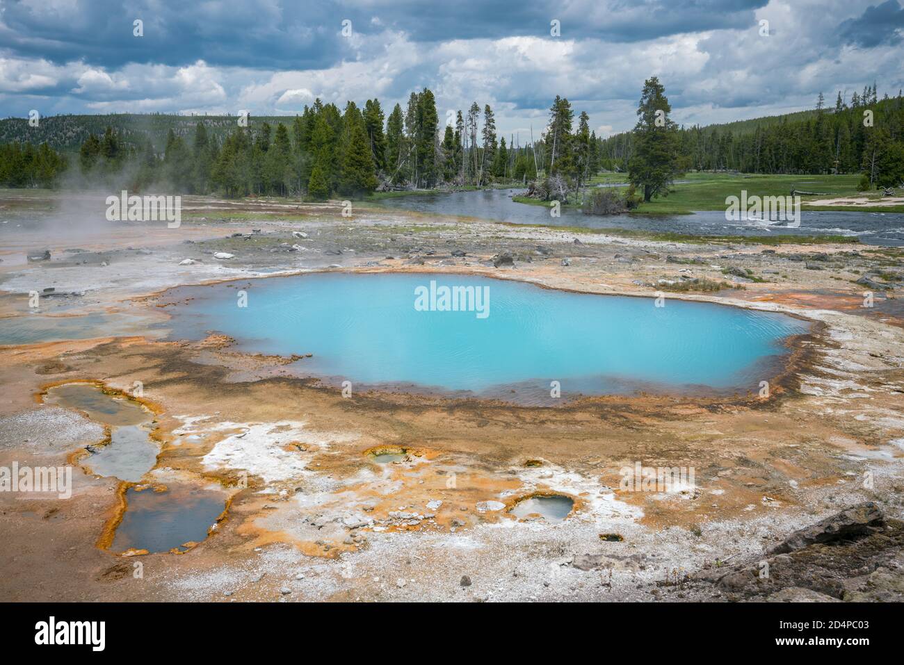 hydrothermal areas of biscuit basin in yellowstone national park in ...