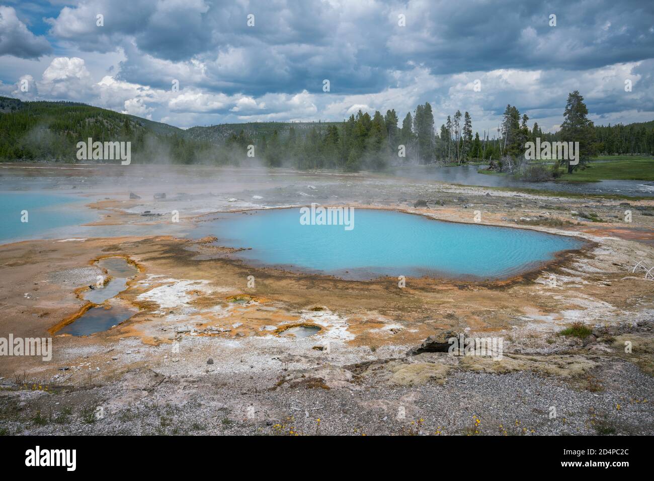 hydrothermal areas of biscuit basin in yellowstone national park in ...