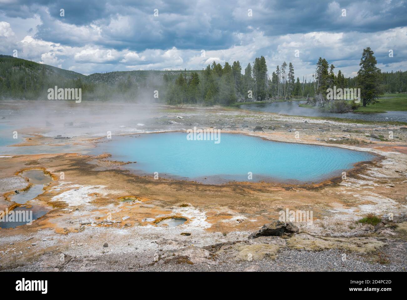 hydrothermal areas of biscuit basin in yellowstone national park in ...