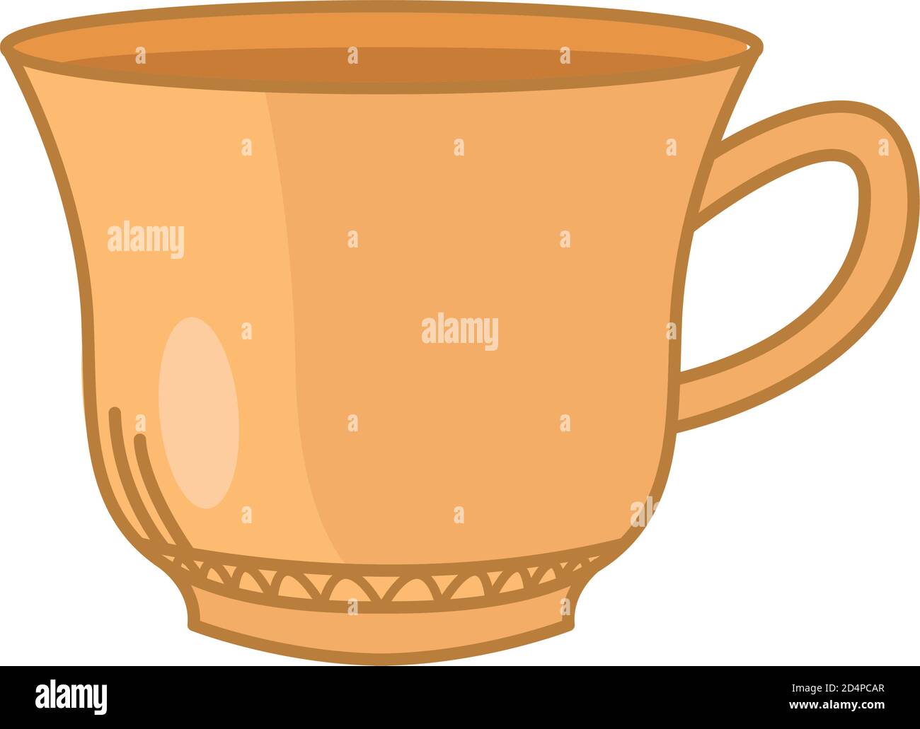 Tea cup line and fill style icon design, Time drink breakfast and ...