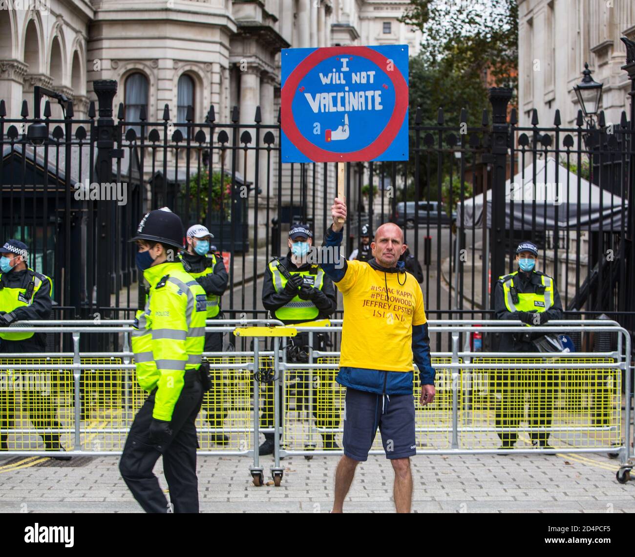London UK 10 October 2020 Anti-vaccine, anti-lockdown protest opposite ...