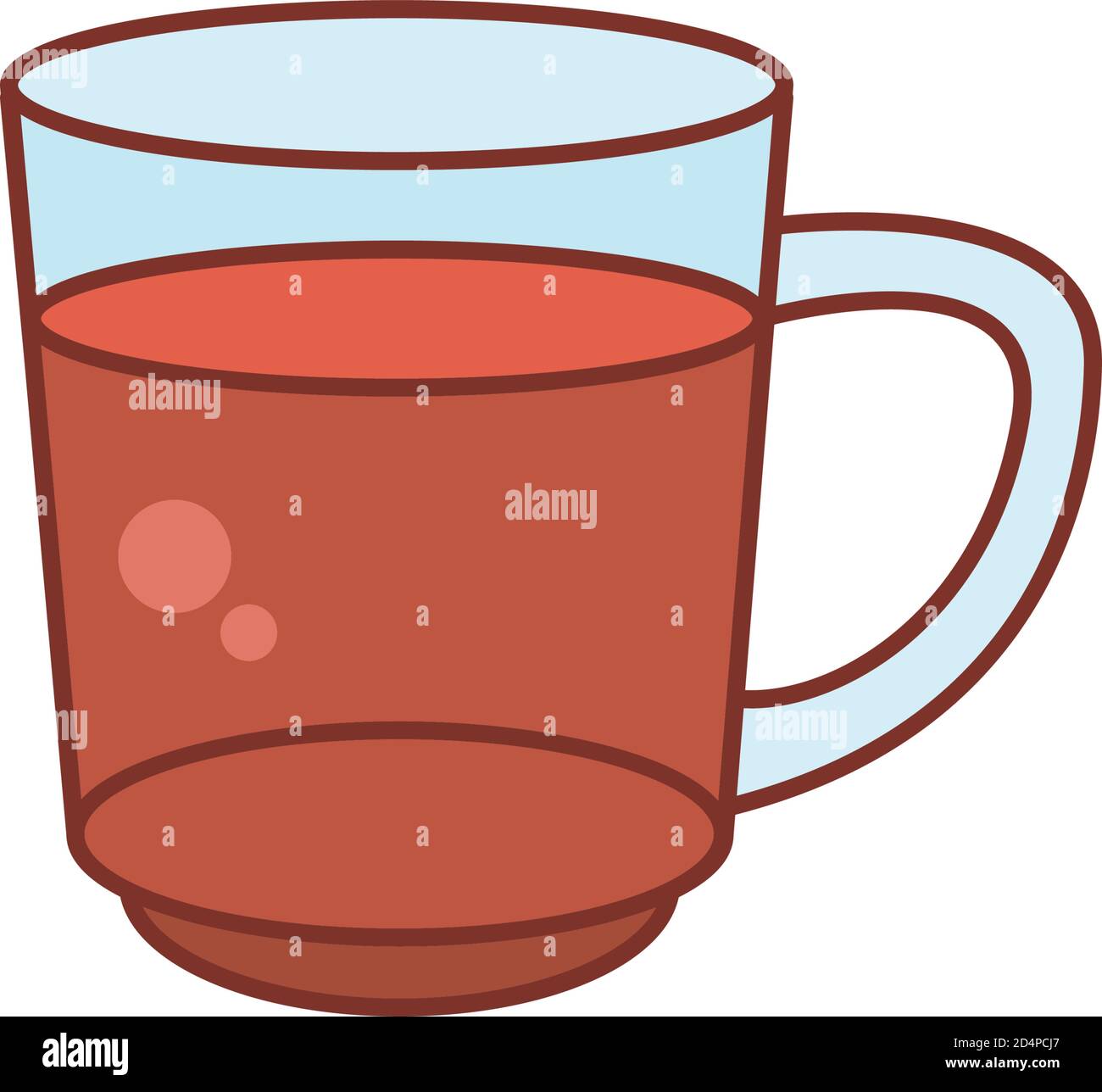 Tea glass line and fill style icon design, Time drink breakfast and ...