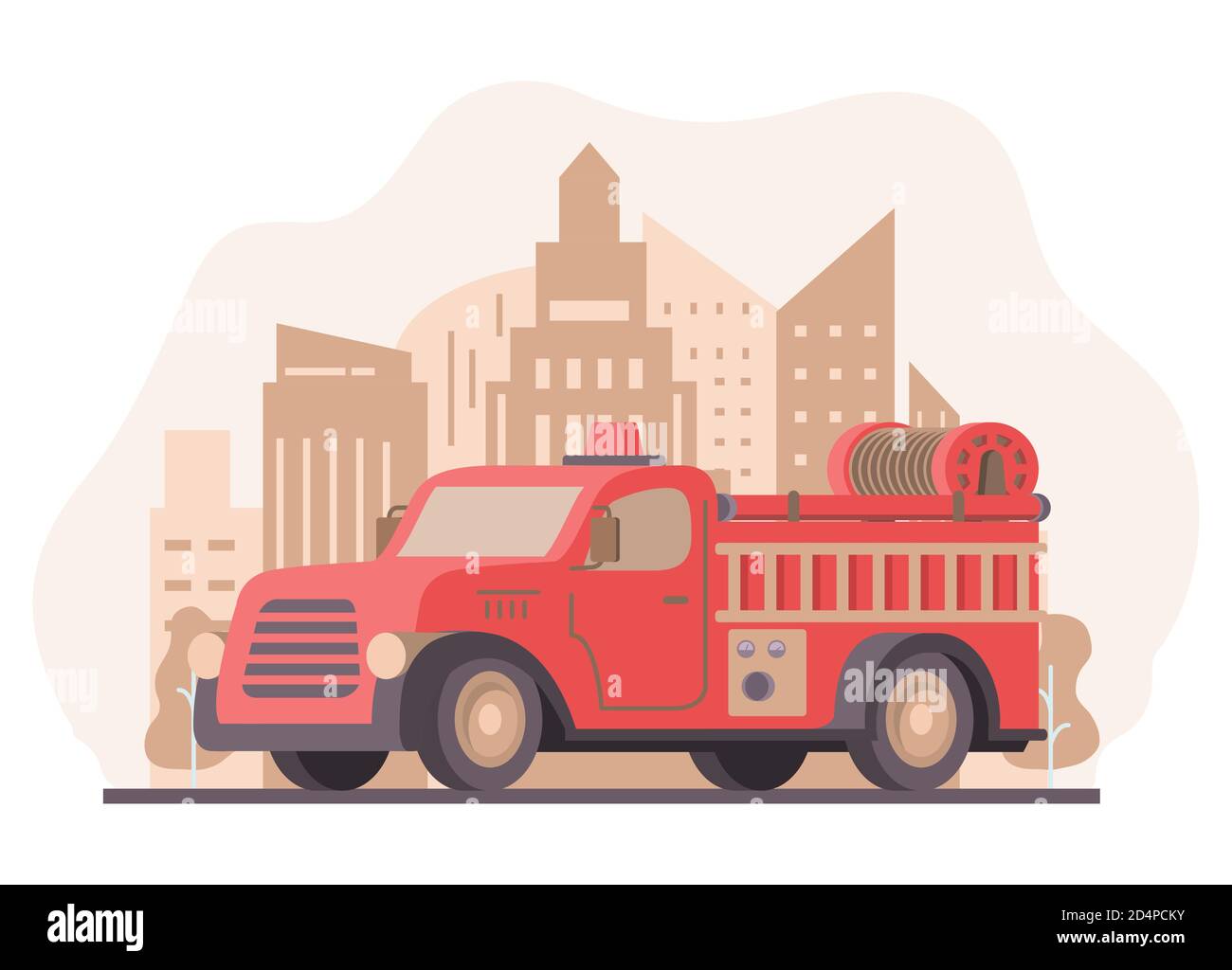 Fire engine pickup.Emergency service red vehicle.Red fire truck with ...