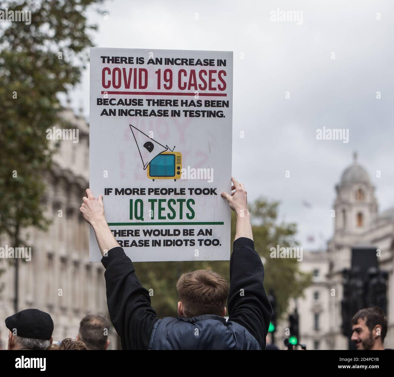 London UK 10 October 2020 Anti-vaccine, anti-lockdown protest opposite ...