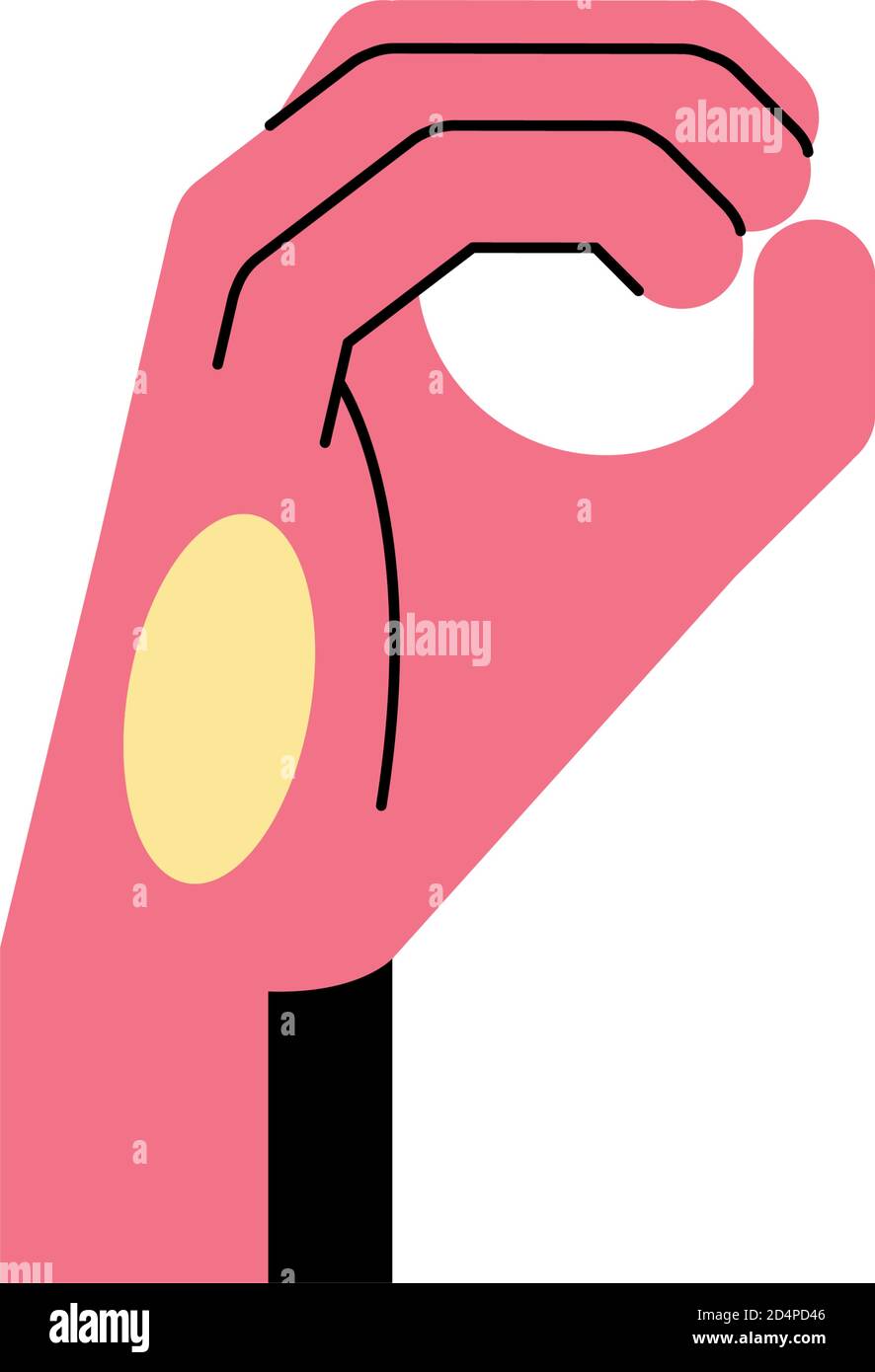 hand sign language cero number line and fill style icon design of ...