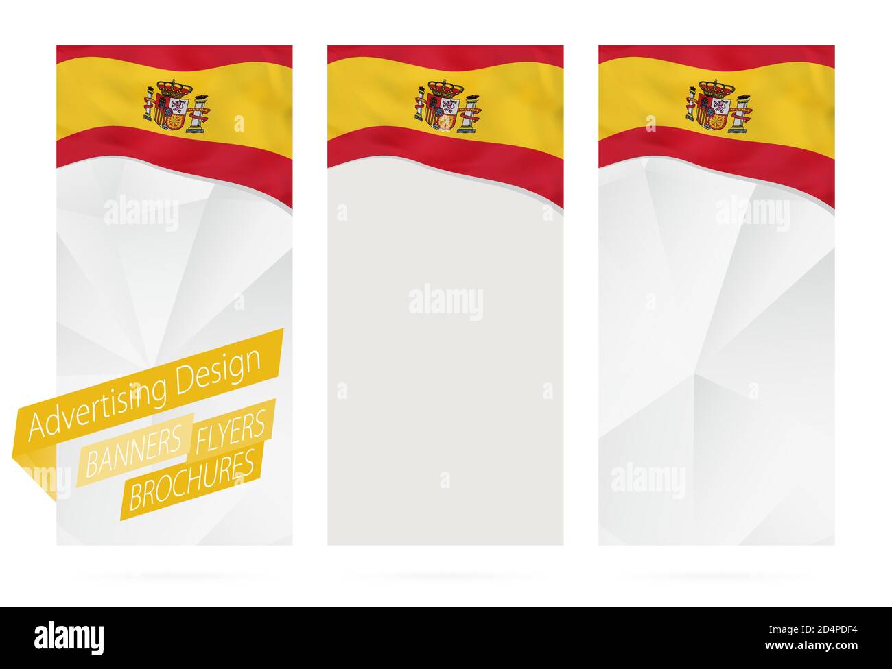 Design of banners, flyers, brochures with flag of Spain. Leaflet ...